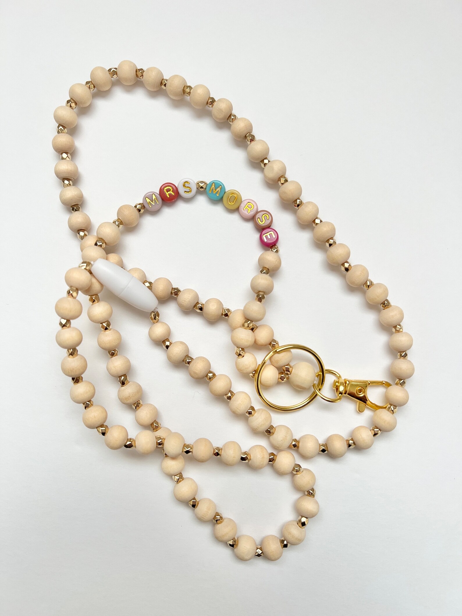 Neutral With A Pop of Color Lanyard Rainbow Letters Modern Lanyard ...