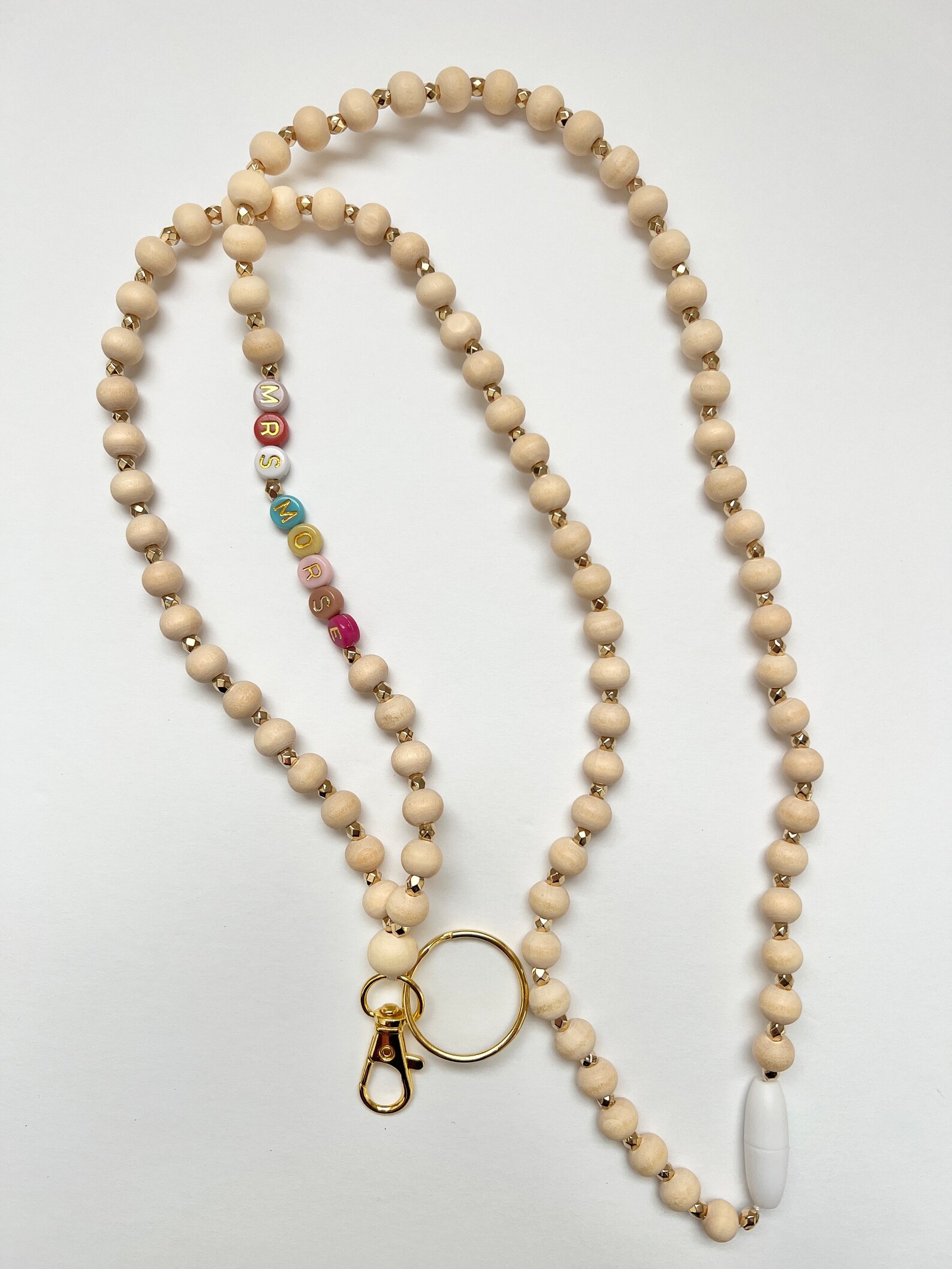 Neutral With A Pop of Color Lanyard Rainbow Letters Modern Lanyard ...