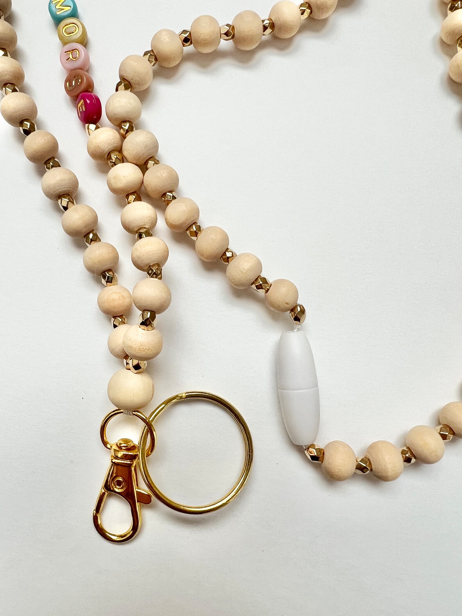 Neutral With A Pop of Color Lanyard Rainbow Letters Modern Lanyard ...