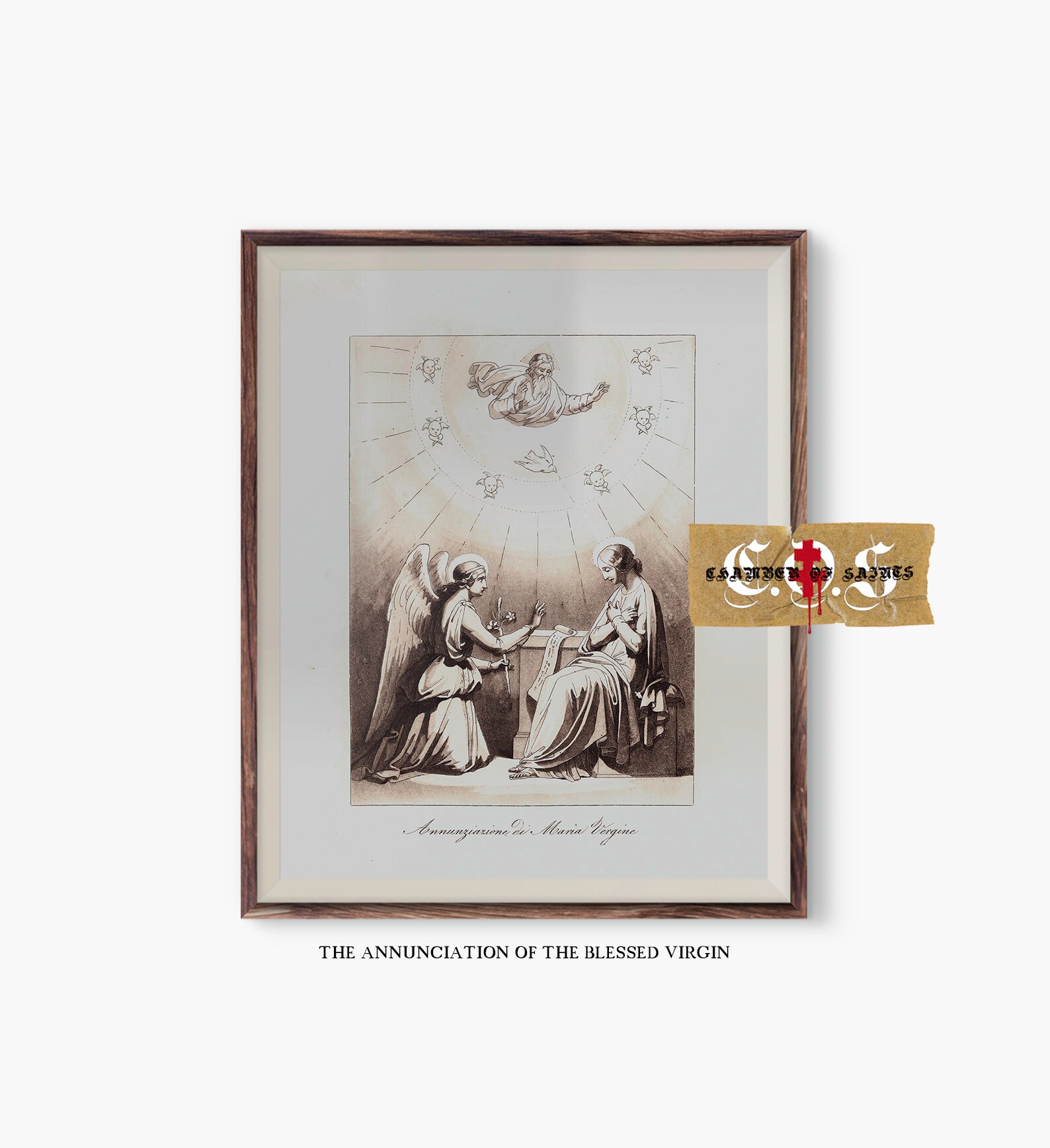 The Annunciation of the Blessed Virgin Antique Saint Sketch Christian ...
