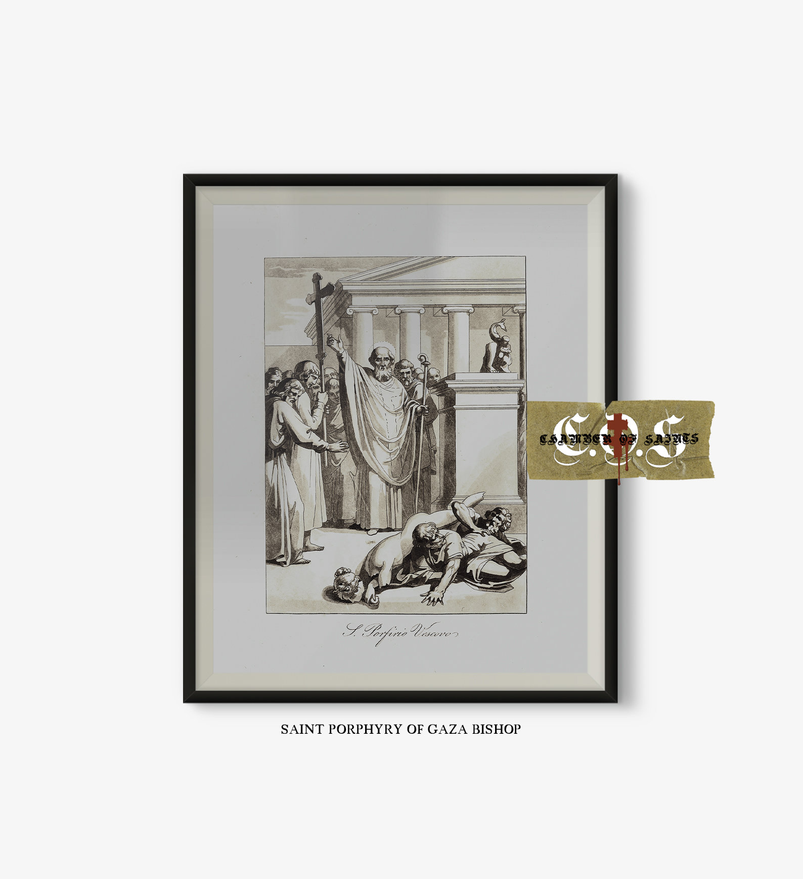 Saint Porphyry of Gaza, Bishop | Antique Saint Sketch | Christian Wall ...