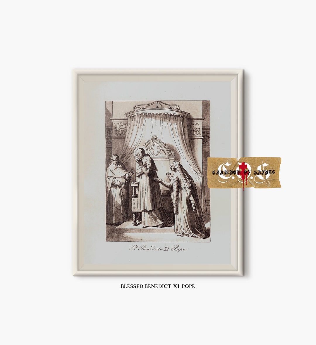 Blessed Benedict XI, Pope | Antique Saint Sketch | Christian Wall Decor ...