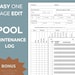 Residential Pool Maintenance Checklist V, Pool Chemical Log Pool ...