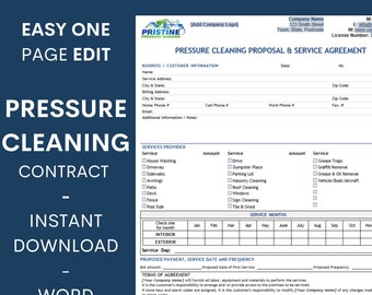 Pressure Cleaning Proposal & Service Agreement, Power Washing Contract ...