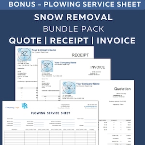 Snow Removal BUNDLE Agreement, Snow Plowing Quotation Invoice Receipt ...