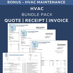 HVAC BUNDLE, Hvac Quote Receipt Invoice, Air Conditioning HVAC ...