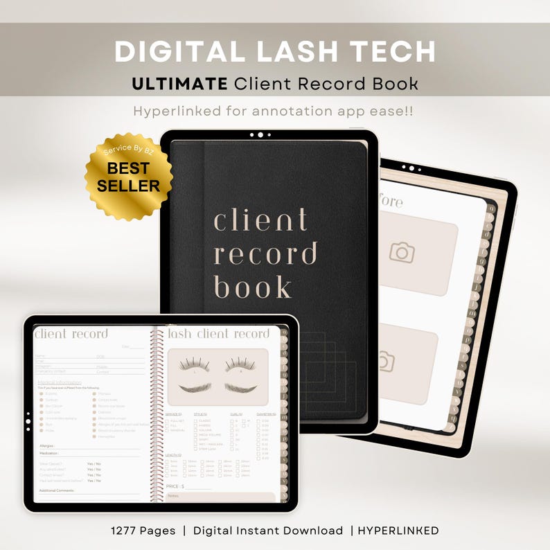 Eyelash Extension Client Record Digital Book Neutral Client Record ...