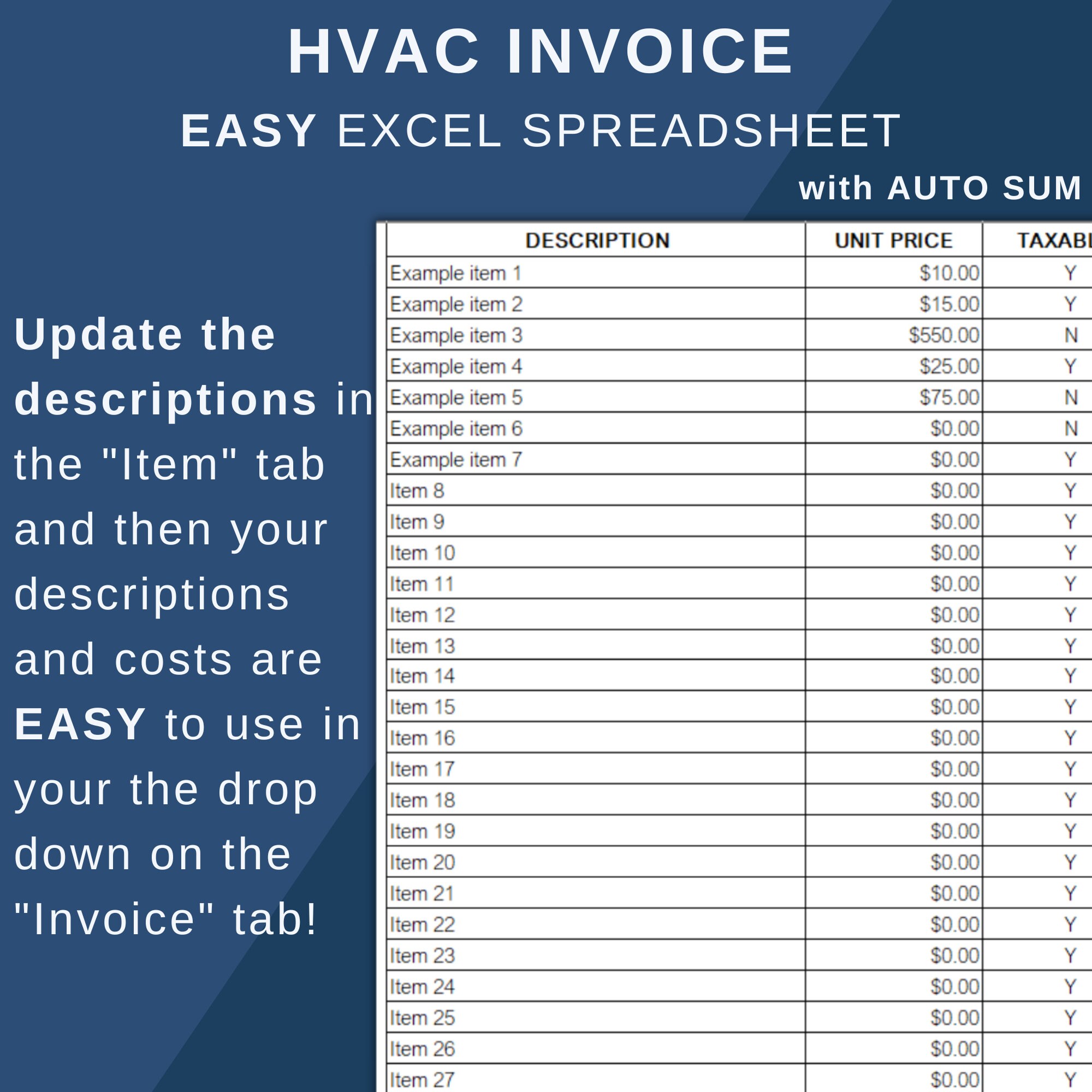 HVAC INVOICE, Air Conditioning HVAC Inspection, Preventative ...