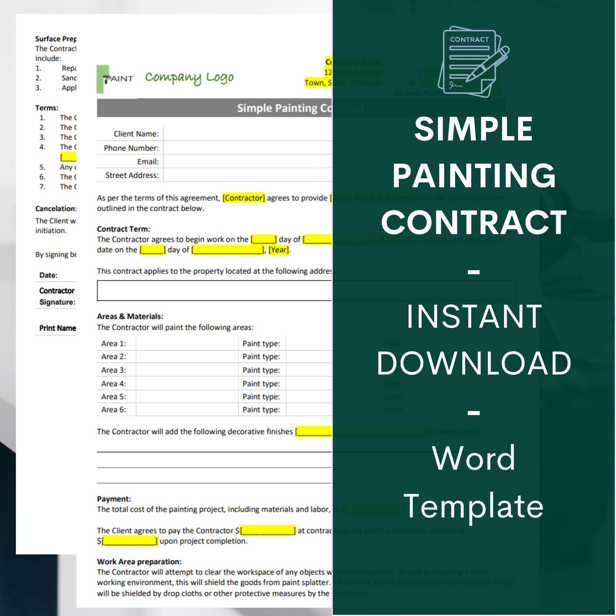 Painting Contract Agreement | Painting Contractor | Residential ...