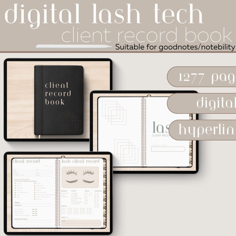 DIGITAL LASH Tech Client Record Book Neutral Tone Client Record Eyelash ...