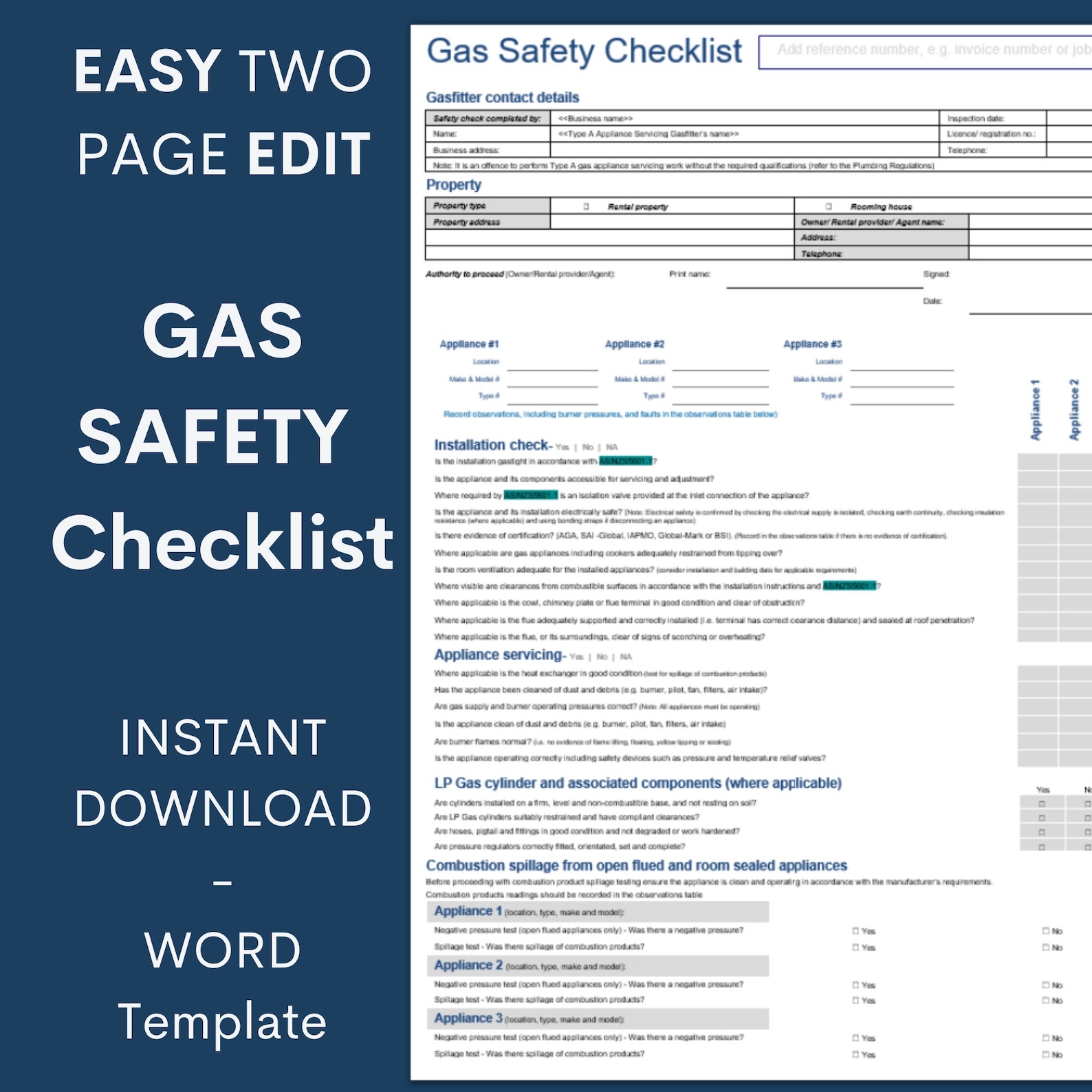 Gas Safety Checklist ︱compressed Gas︱lpg Checklist ︱workplace Health ...
