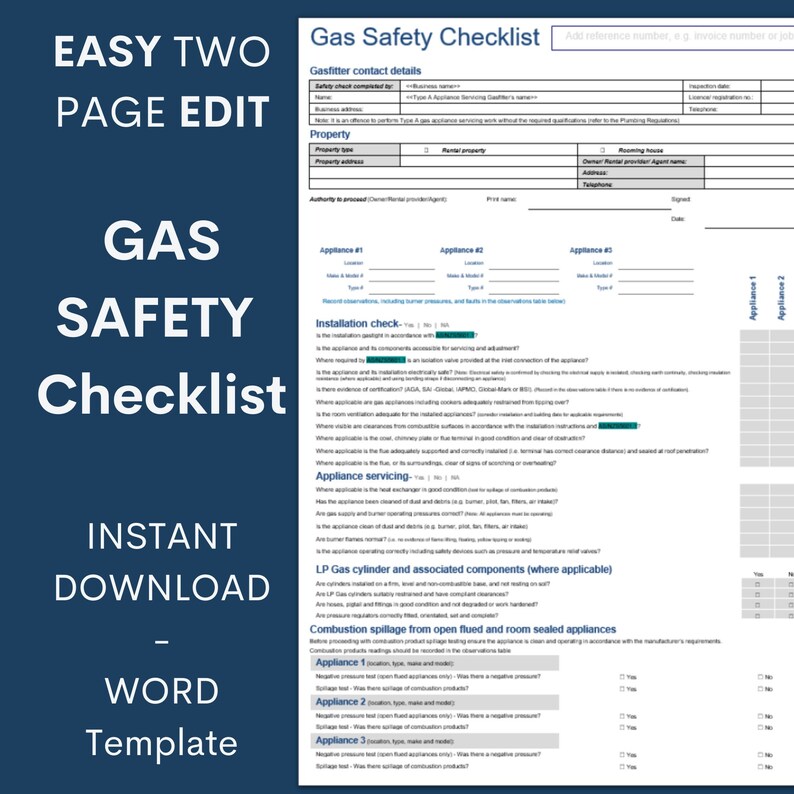 Gas Safety Checklist ︱compressed Gas︱lpg Checklist ︱workplace Health ...