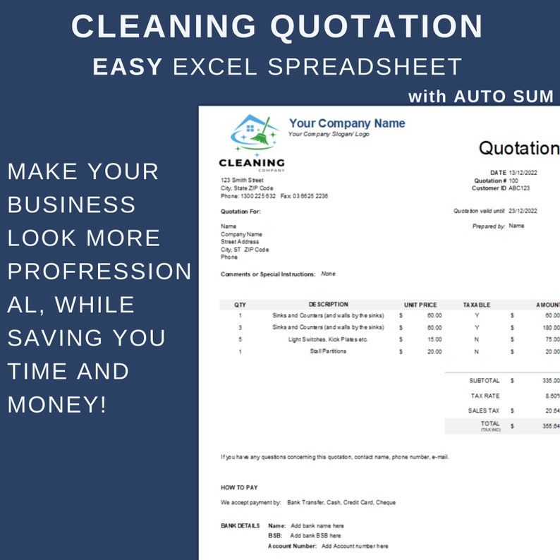 Cleaning Service BUNDLE Template Cleaning Contract Cleaning Quotation ...