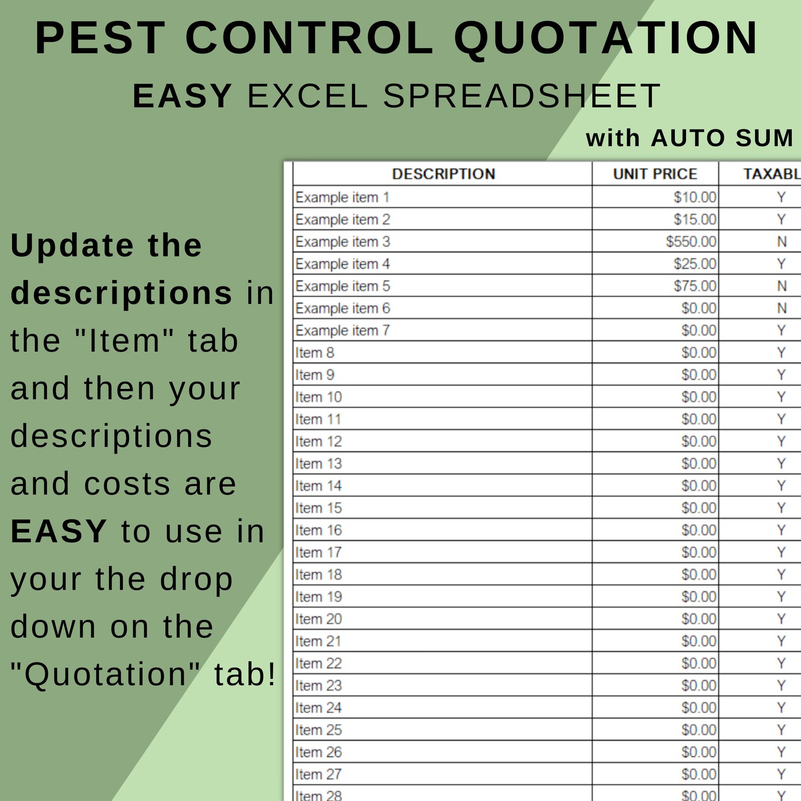 PEST CONTROL Quotation Template | Service Treatment Notice | Pest Control | Pest Control ...