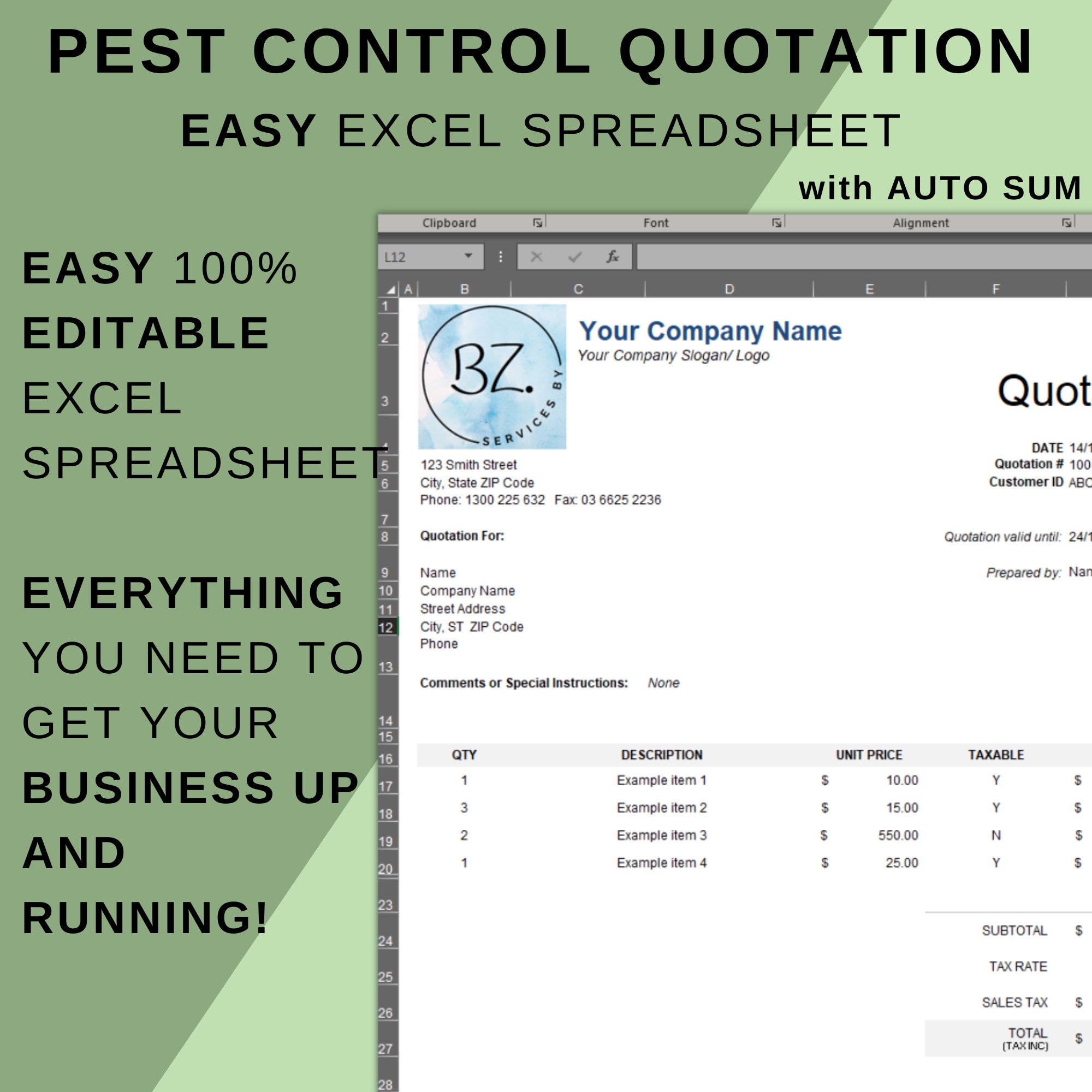 PEST CONTROL Quotation Template | Service Treatment Notice | Pest ...