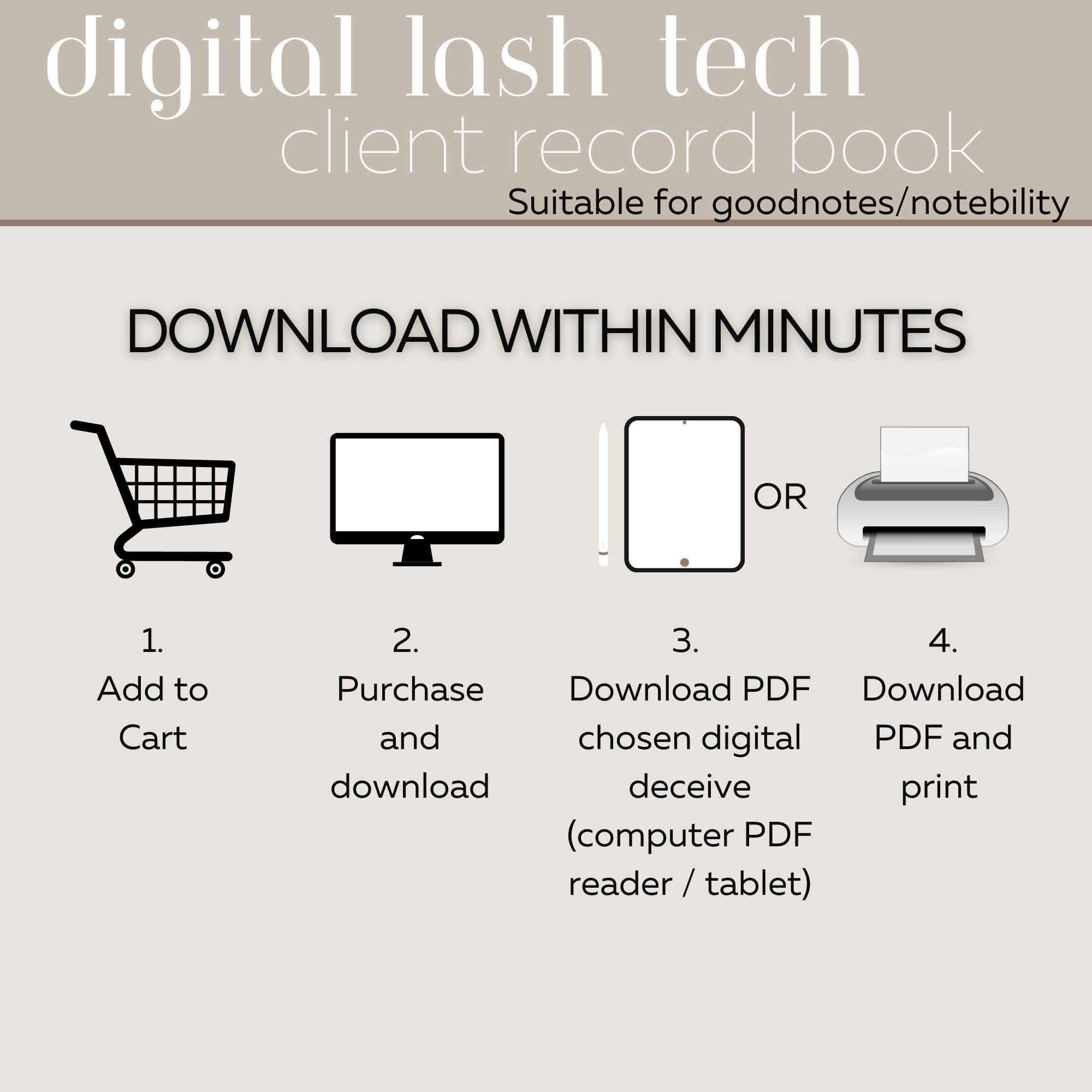 DIGITAL LASH Tech Client Record Book Neutral Tone Client Record Eyelash Extensions, Lash Tech ...