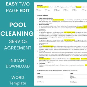 Residential Pool Maintenance Contract | Pool Cleaning Contract | Pool ...