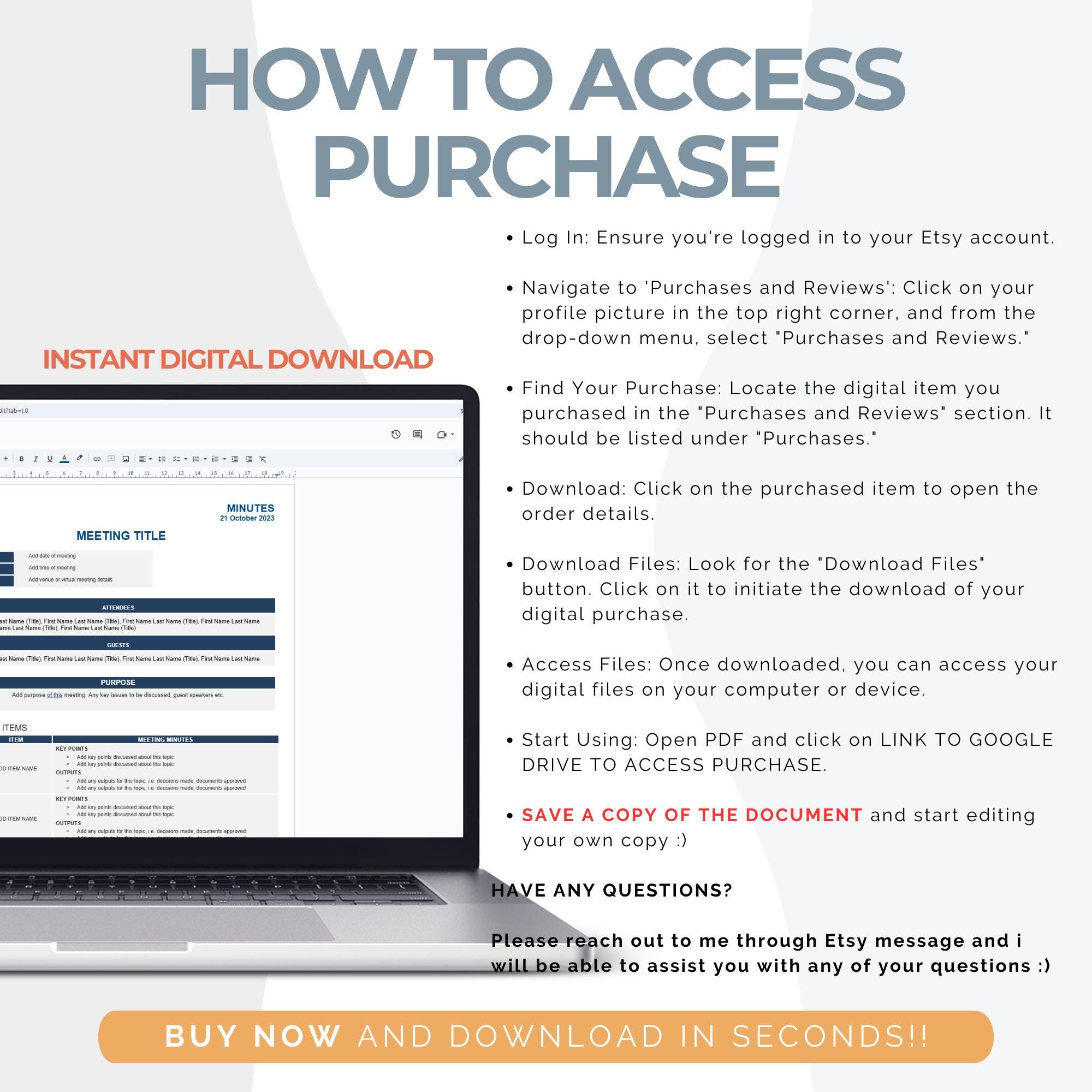 Meeting Agenda and Minutes Template Professional Package | Instant ...