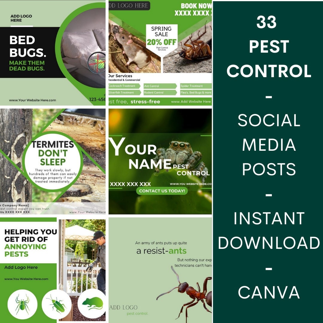 Pest Control Social Media Templates Canva Facebook Instagram ...