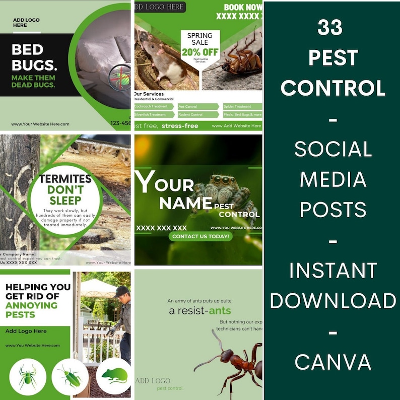 Pest Control Social Media Templates Canva Facebook Instagram ...