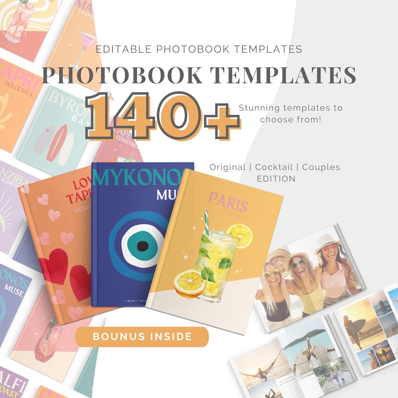 Travel Photobook Canva Template Bundle, Coffee Table Book, Personalize ...