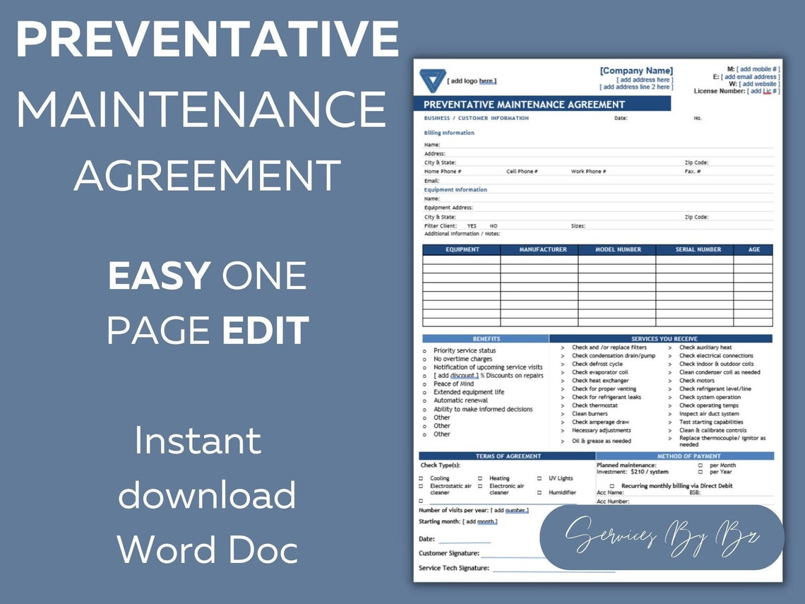 HVAC Preventative Maintenance Agreement, Air Conditioning HVAC ...
