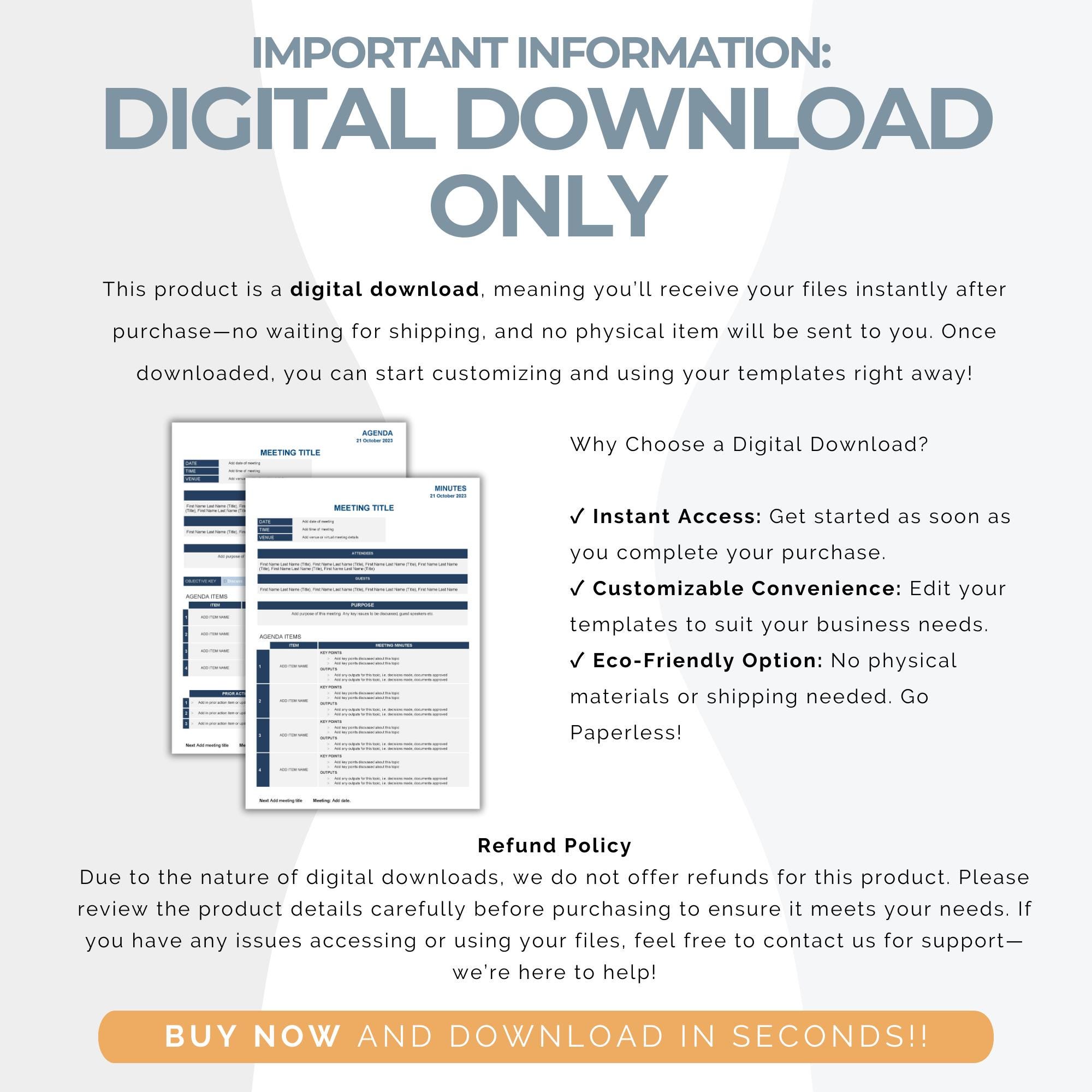 Meeting Agenda and Minutes Template Professional Package | Instant ...