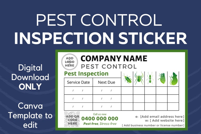 Pest Control Sticker, INSPECTION Sticker Template, Pest Design, Pest ...