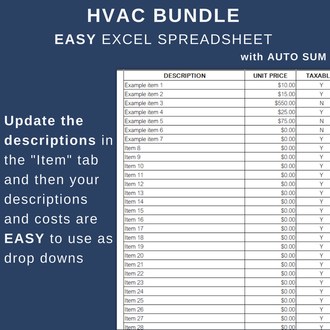 HVAC BUNDLE, Hvac Quote Receipt Invoice, Air Conditioning HVAC ...