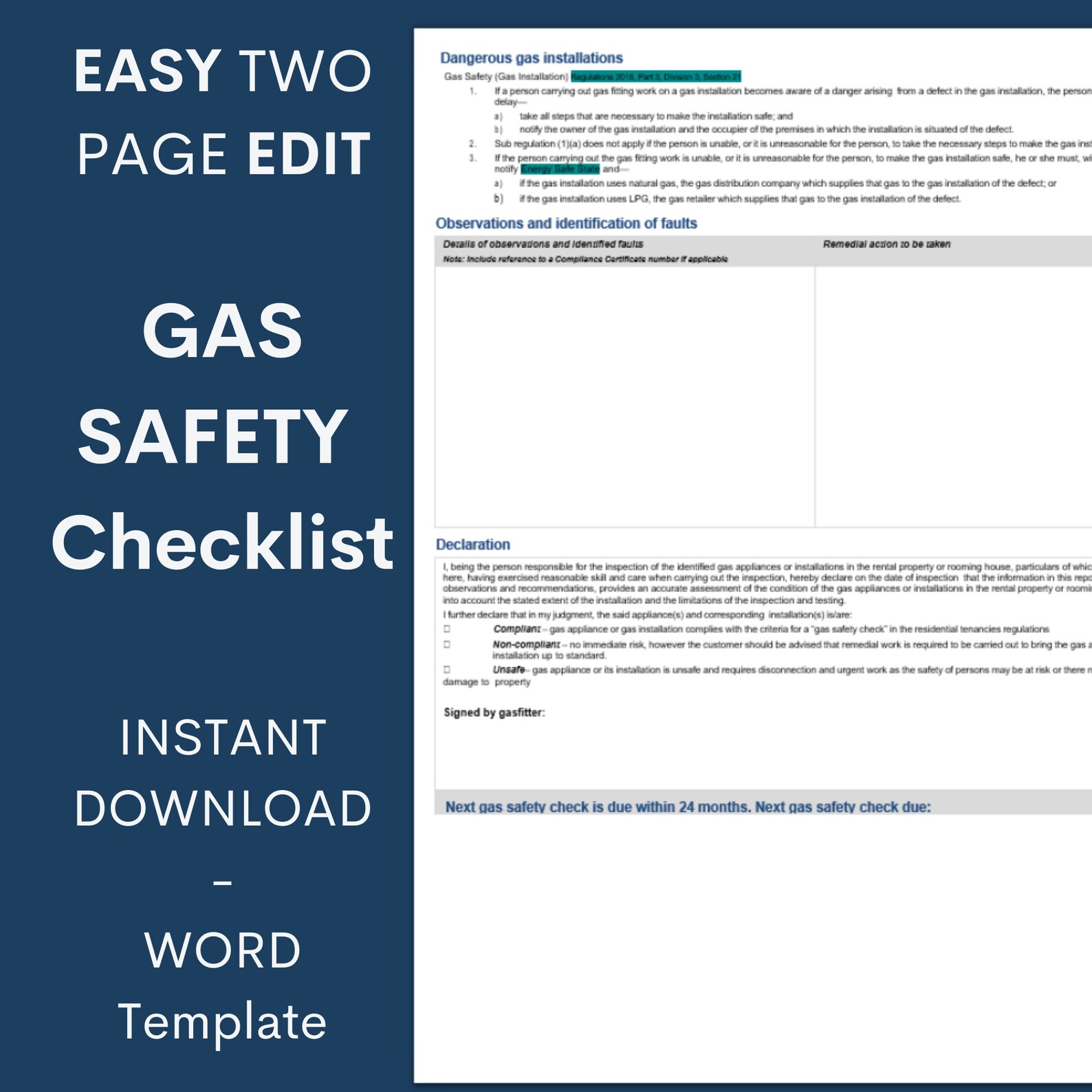 Gas Safety Checklist ︱compressed Gas︱lpg Checklist ︱workplace Health ...