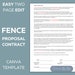 Fence Proposal Contract Template Easy Editable Canva Link Construction ...