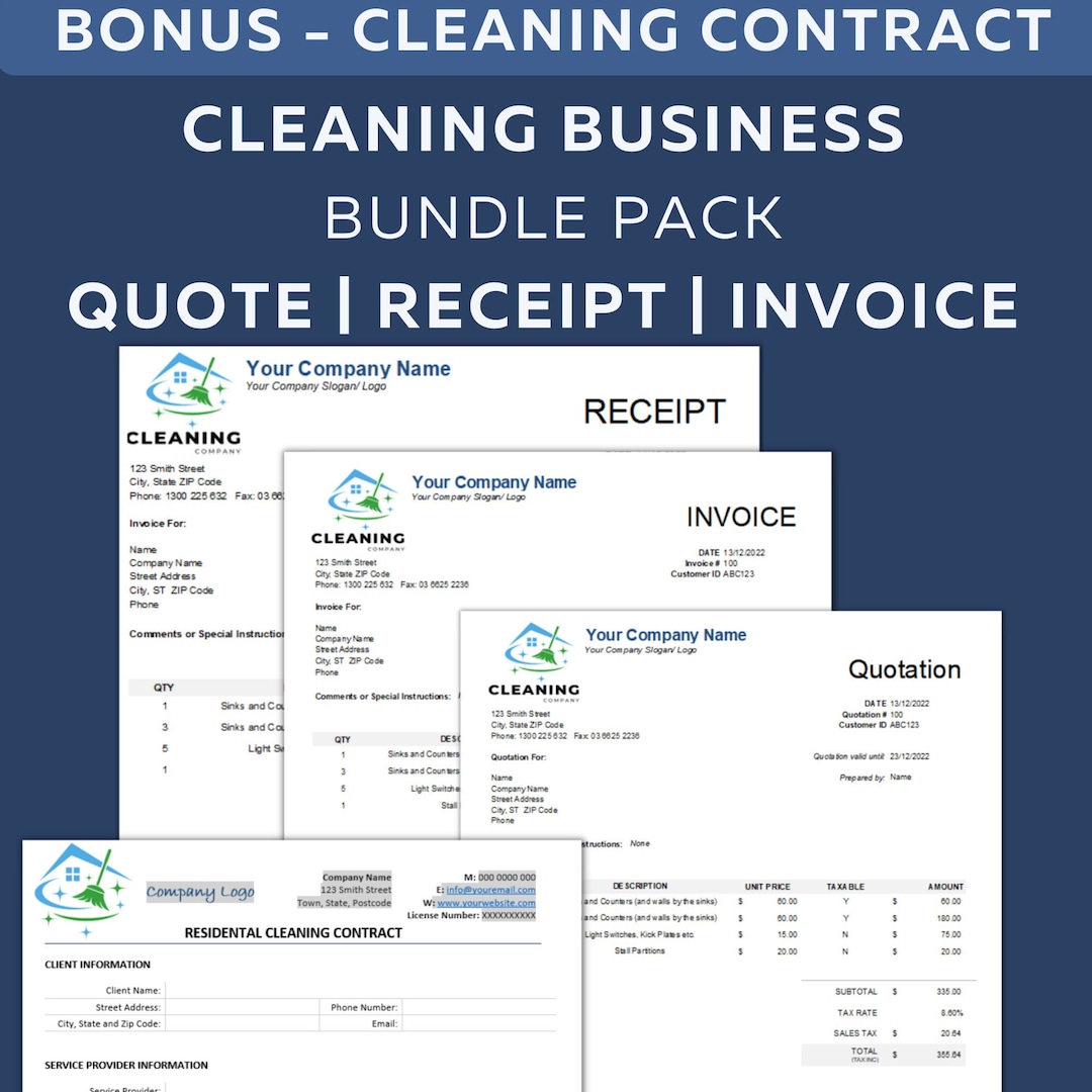 Cleaning Service BUNDLE Template | Cleaning Contract | Cleaning ...