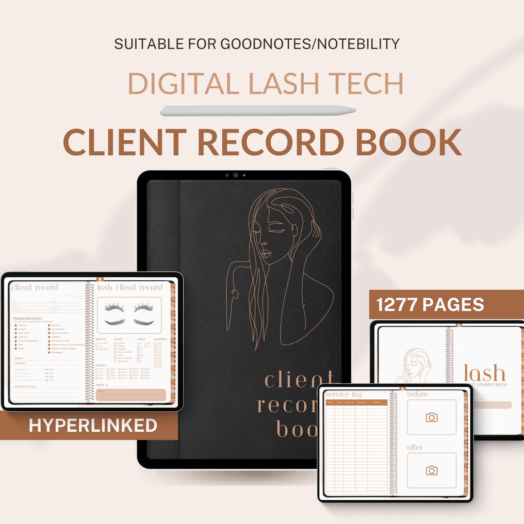 DIGITAL LASH Tech Client Record Book Orange, Client Record Eyelash ...