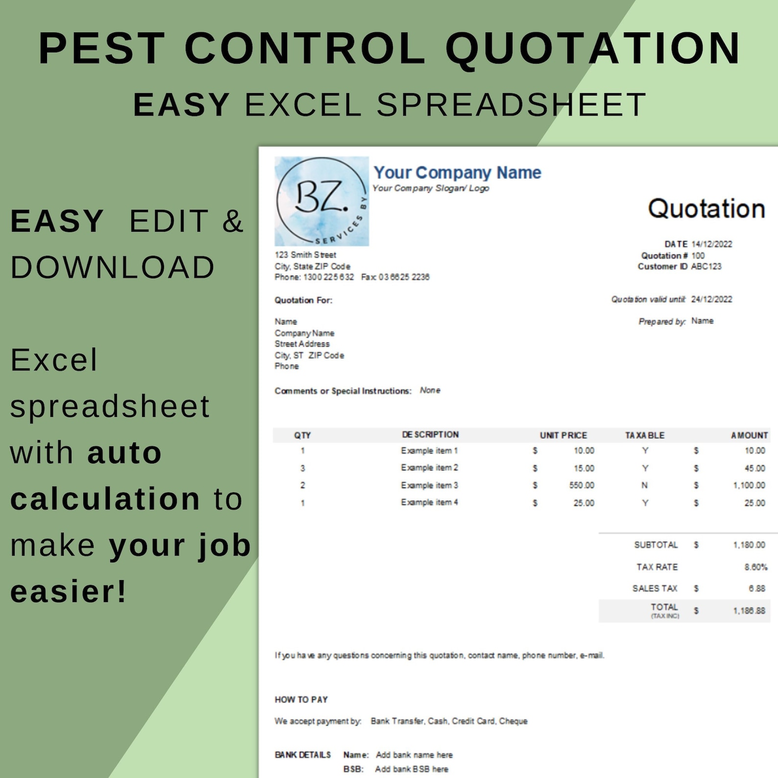 PEST CONTROL Quotation Template | Service Treatment Notice | Pest ...