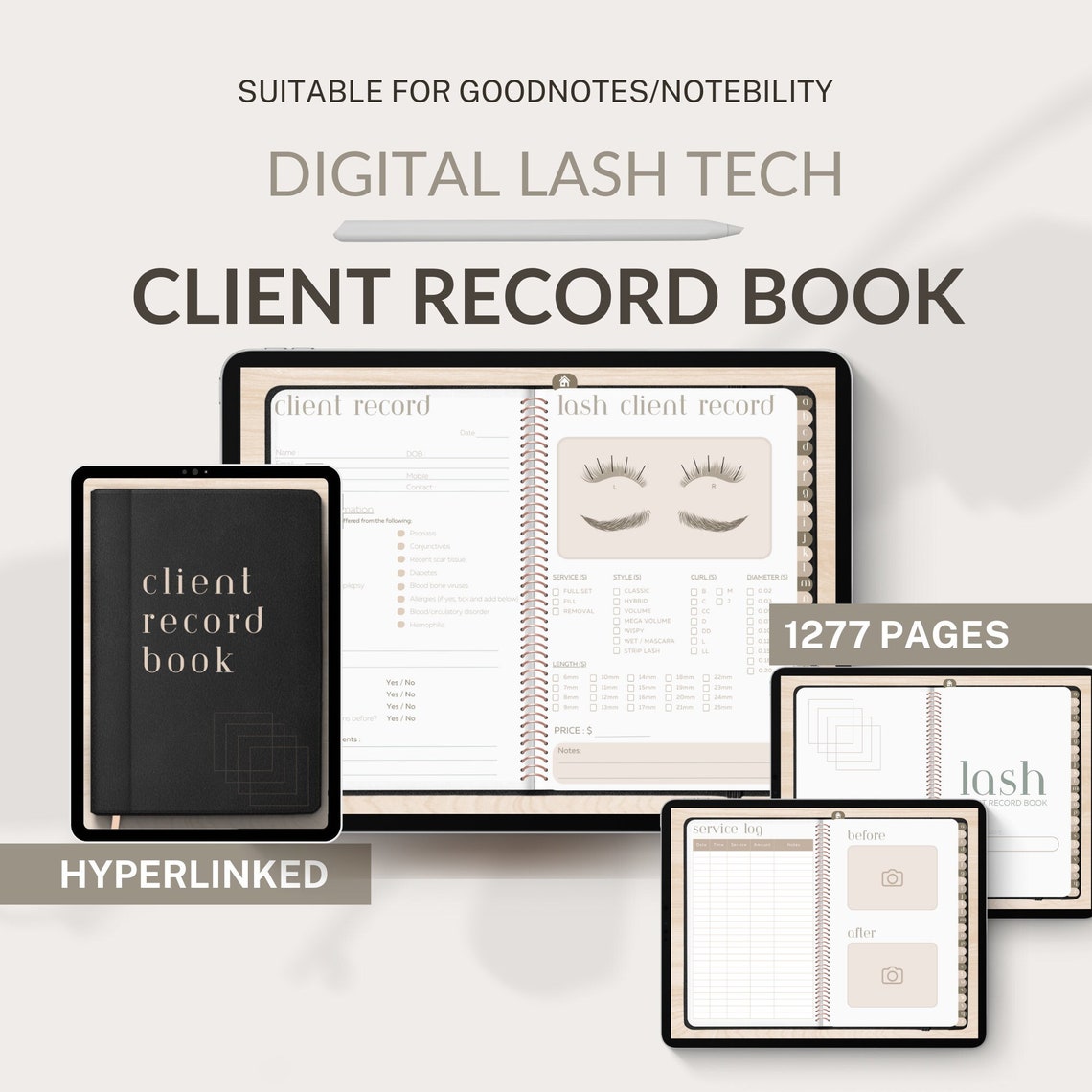 Eyelash Extension Client Record Digital Book Neutral Client Record ...