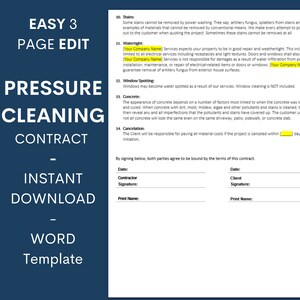 Pressure Cleaning Proposal Template – Editable Service Agreement ...