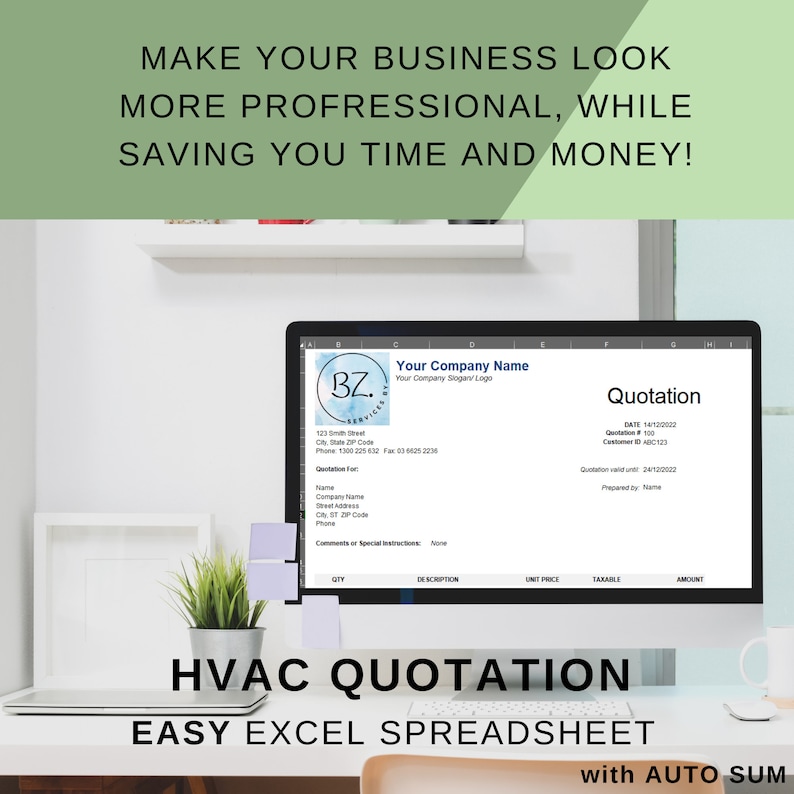 Quote Template HVAC Air Conditioning Excel Invocie Inspection ...