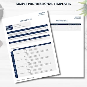 Meeting Minutes and Agenda Template Professional Package | Instant ...