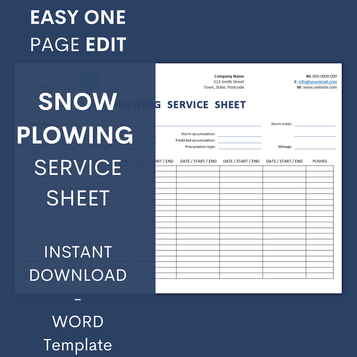 Snow Removal BUNDLE Agreement, Snow Plowing Quotation Invoice Receipt ...