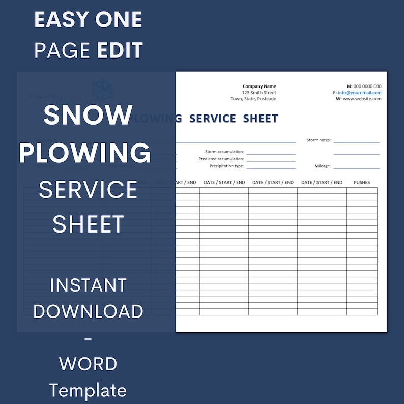 Snow Removal BUNDLE Agreement, Snow Plowing Quotation Invoice Receipt ...
