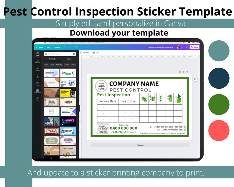 Pest Control Sticker, INSPECTION Sticker Template, Pest Design, Pest ...