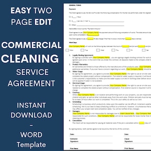 Commercial Cleaning Service Agreement / Proposal Template - Easy ...