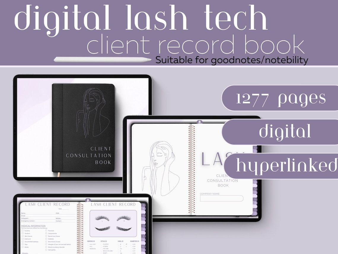 NEW Digital EYELASH CONSULTATION Client Record Book, Client Record ...