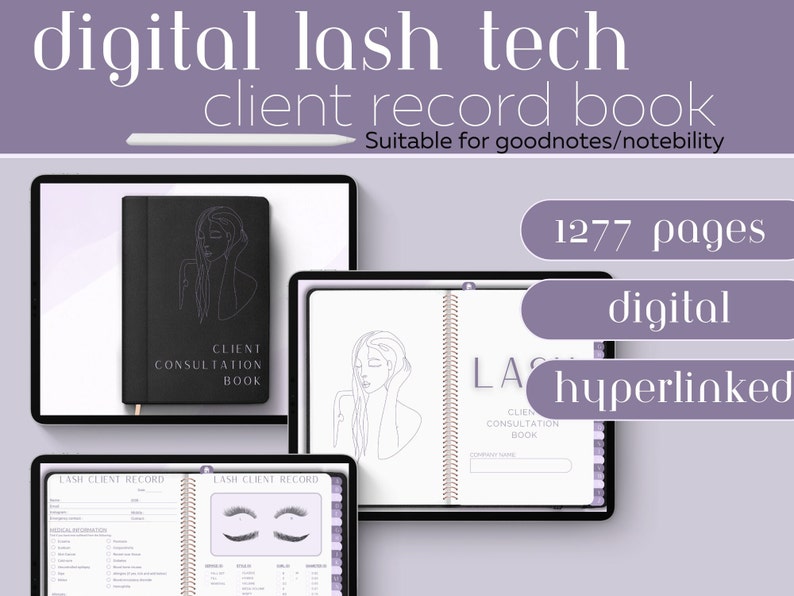 Digital Eyelash Client Record Book, Lash Tech Planner (goodnotes ...
