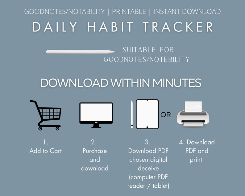 Minimalistic Daily Habit Tracker Digital Printable Everyday - Etsy