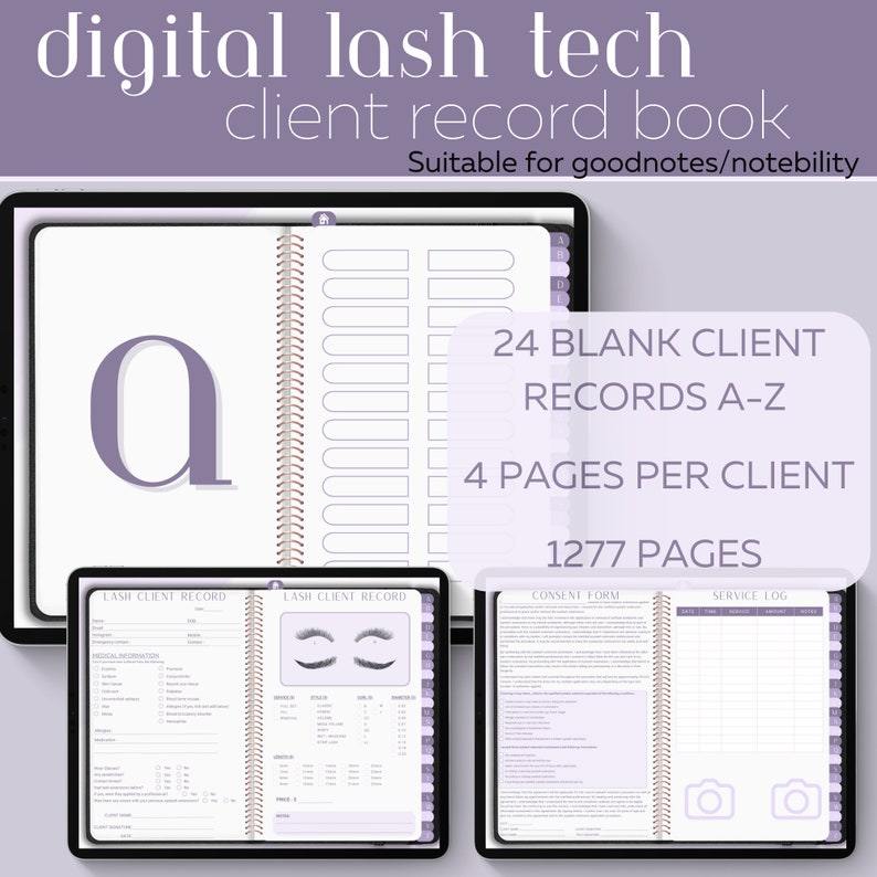 NEW Digital EYELASH CONSULTATION Client Record Book, Client Record Eyelash Extensions, Lash Tech ...