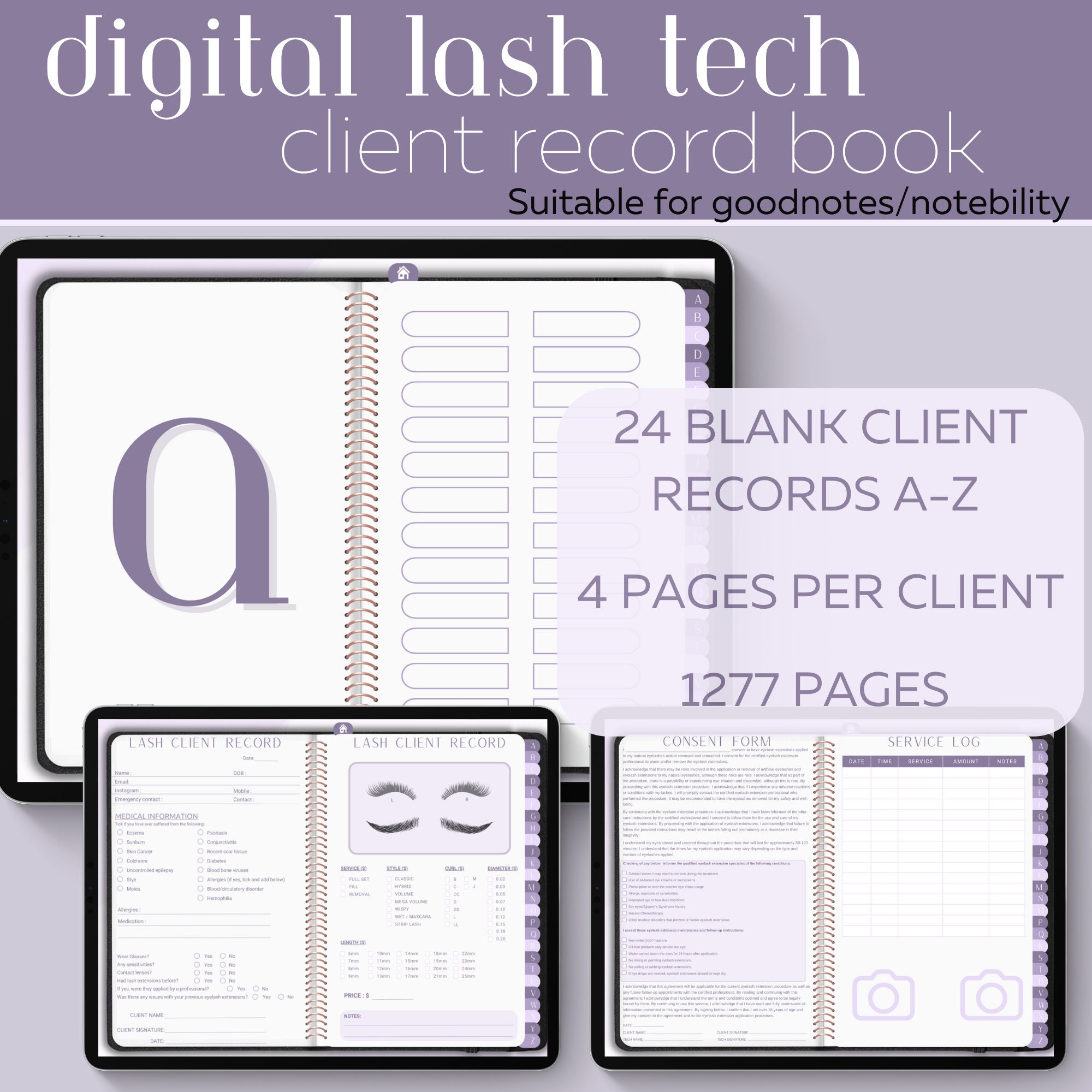 NEW Digital EYELASH CONSULTATION Client Record Book, Client Record ...
