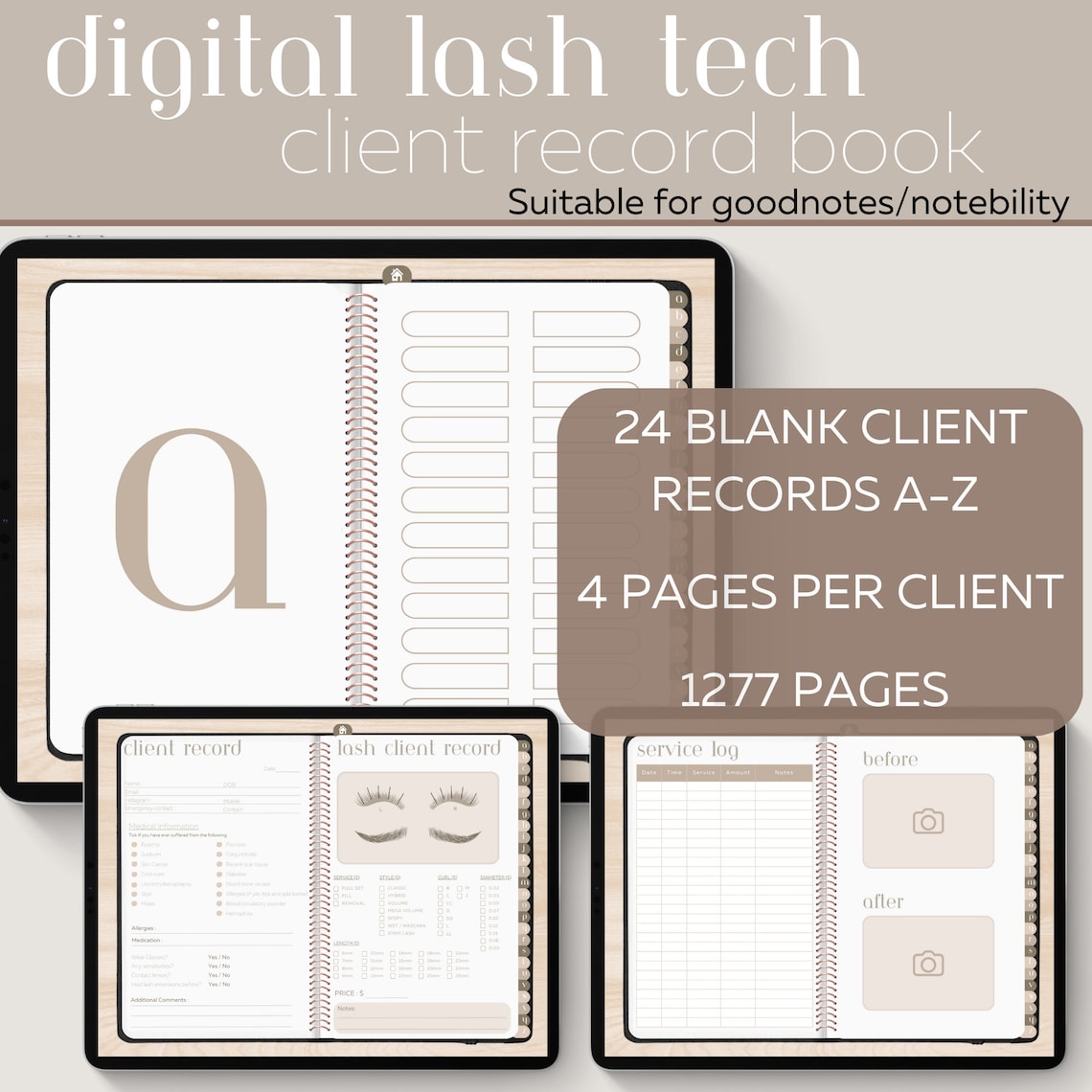 Eyelash Extension Client Record Digital Book Neutral Client Record ...