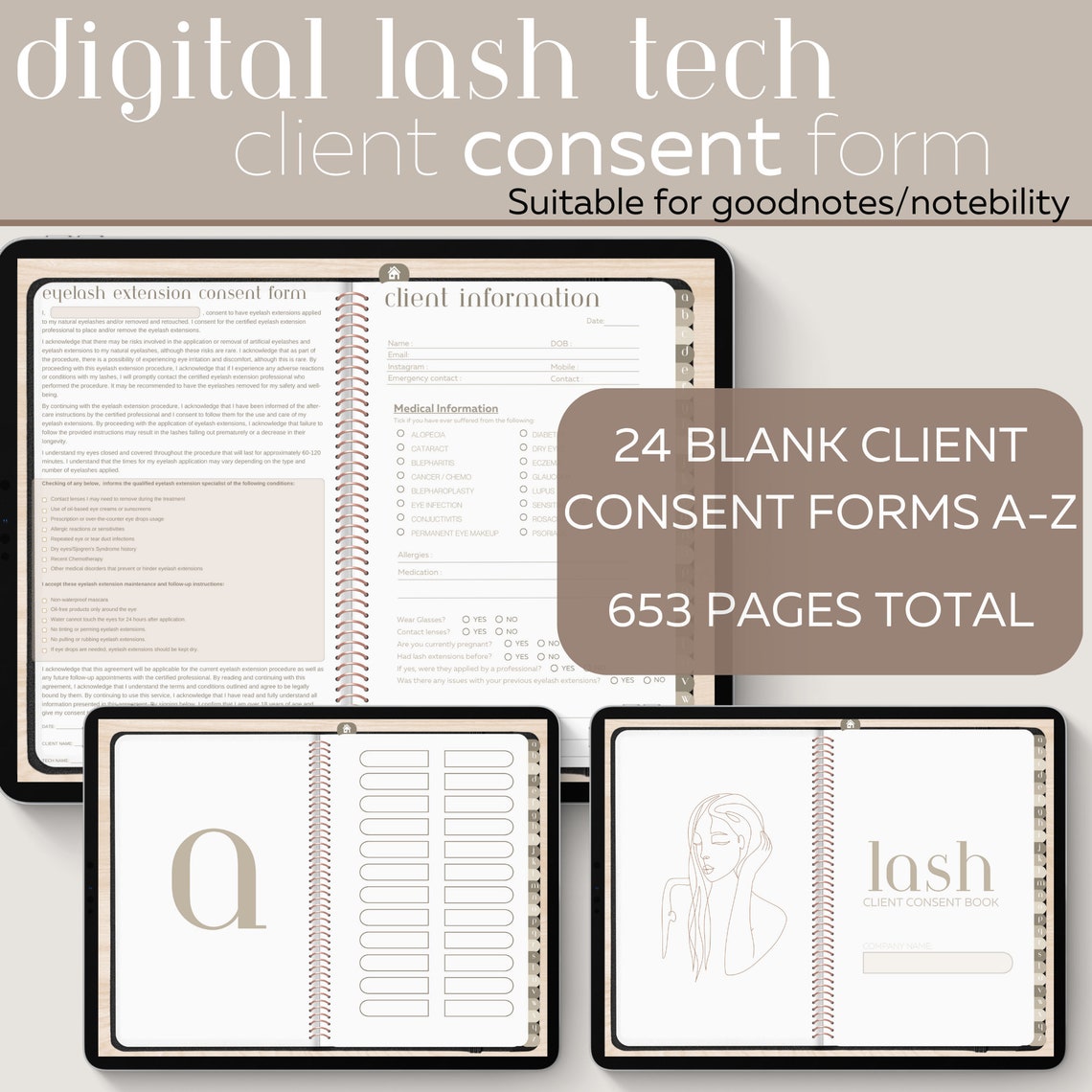 Eyelash Extension Lash Tech Client Record Consent Book, Client Record ...