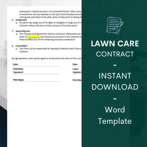 Lawn Care Contract Template, Editable Service Agreement (instant ...